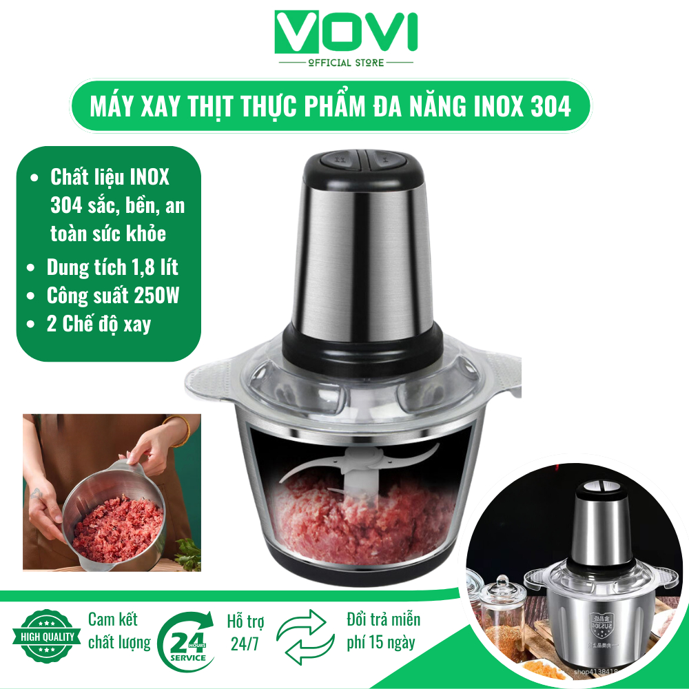 Máy Xay Thịt Đa Năng Cối Inox 304 1,8 lít 2 Chế Độ 4 Lưỡi Dao Sắc Bén ...