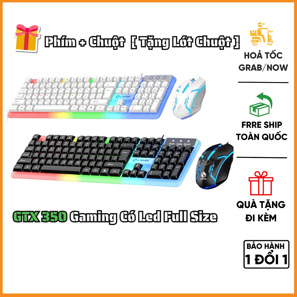 [TẶNG LÓT CHUỘT] Combo Bàn Phím Chuột Có Dây Gaming GTX 350 Full Size ...