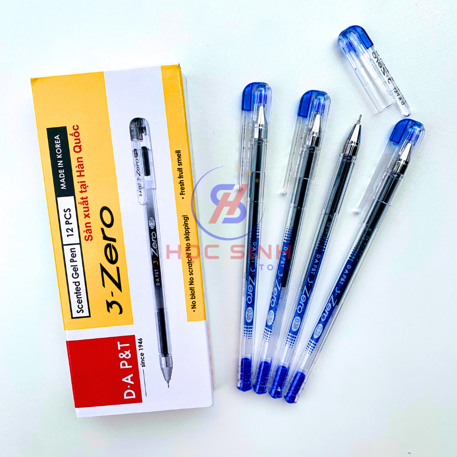 Hộp 12 Cây Bút Gel 0.38mm 3-Zero D.A P&T Hàn Quốc (Mực Xanh/Tím/Đỏ/Đen) - Học Sinh Store ...