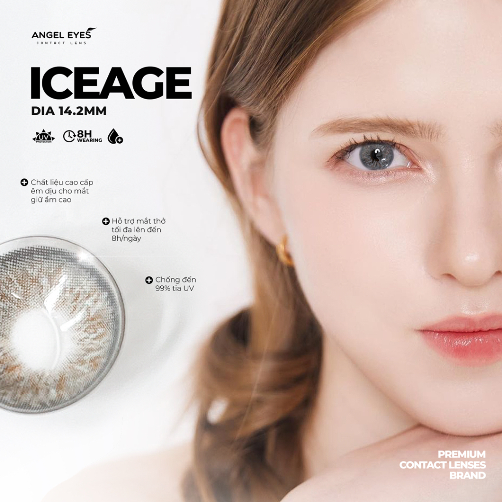 Lens giãn tròng xám khói tây ICE AGE - Dia 14.2mm - Bảo hành 1 tháng ...