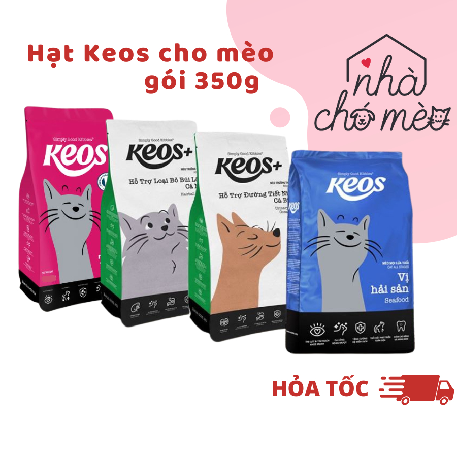 [350g] Hạt Keos cho mèo Cá ngừ,hải sản, Keos Hairball Control hỗ trợ tiêu búi lông, Keos Urinary ...