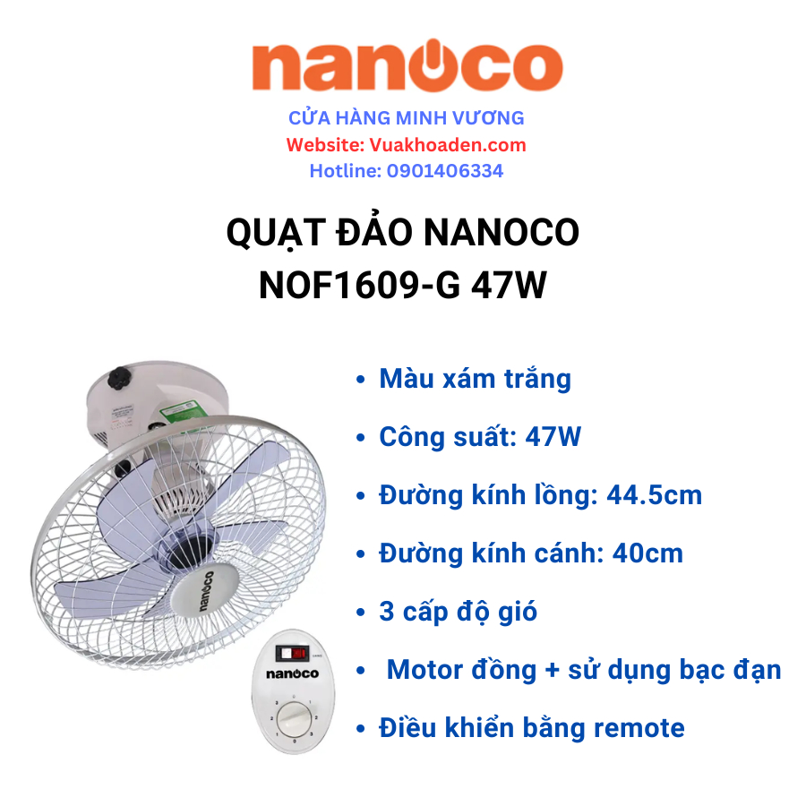 Quạt đảo Nanoco NOF1609 47W | Shopee Việt Nam