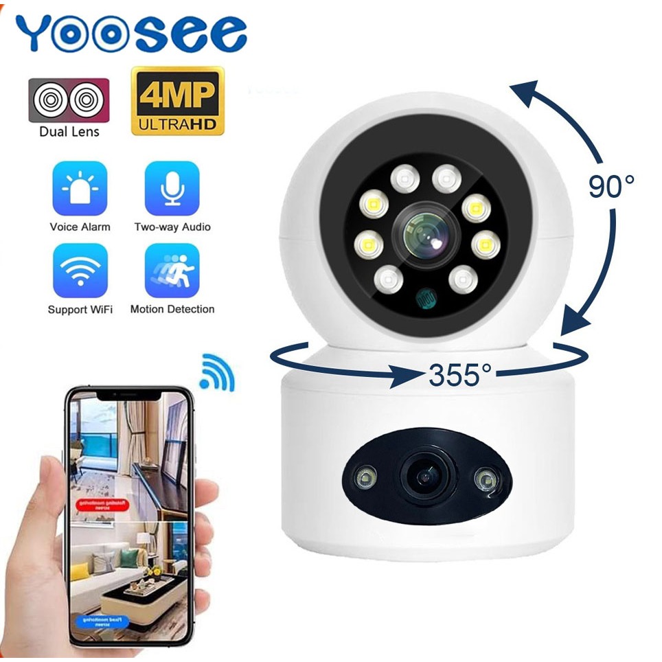 Camera Yoosee Wifi Trong Nhà 2 Mắt Xem Đêm Có Màu Siêu Nét, Xoay 360 Độ ...