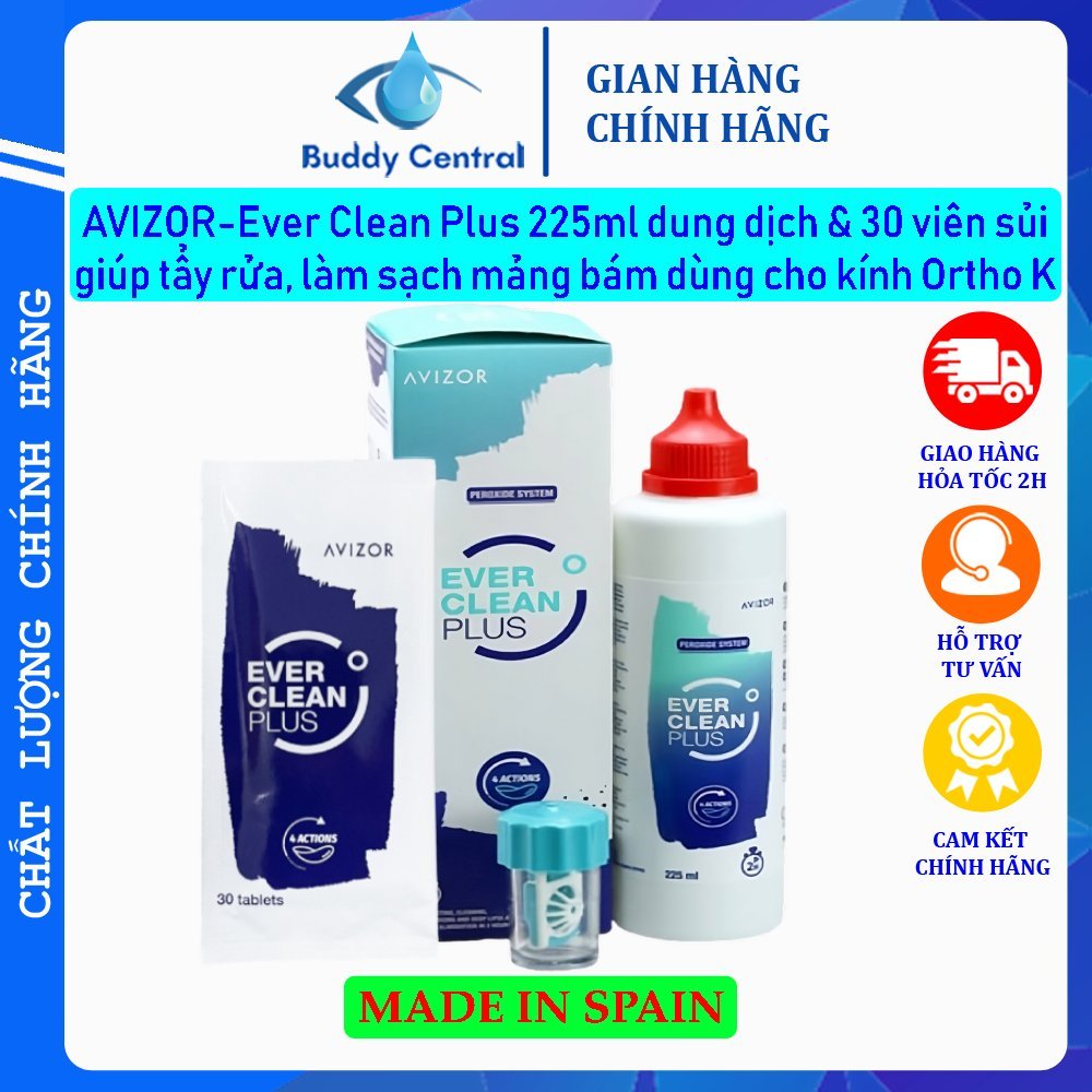 Dung dịch khử trùng và diệt khuẩn lens Avizor Ever Clean Plus 225ml ...