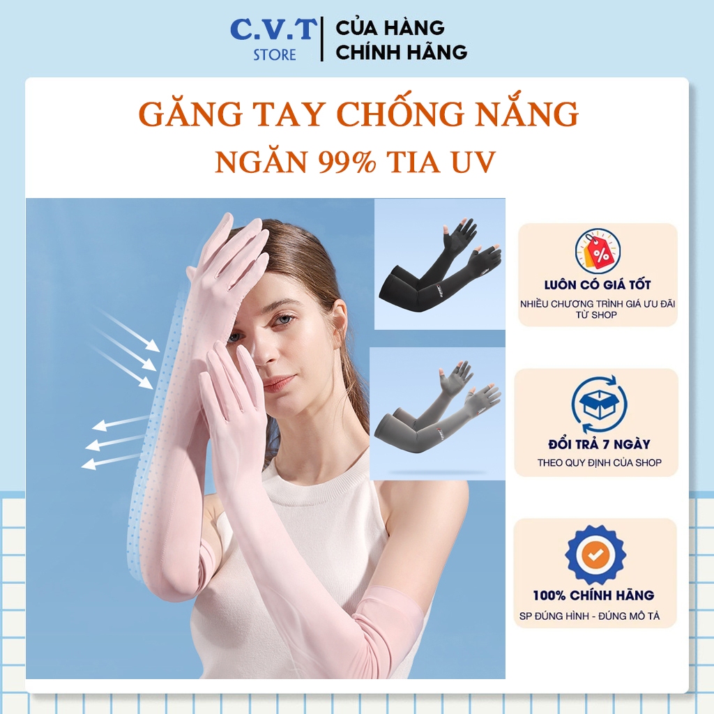 Găng tay chống nắng chống tia uv C.V.T chất vải lụa băng cực mát ...