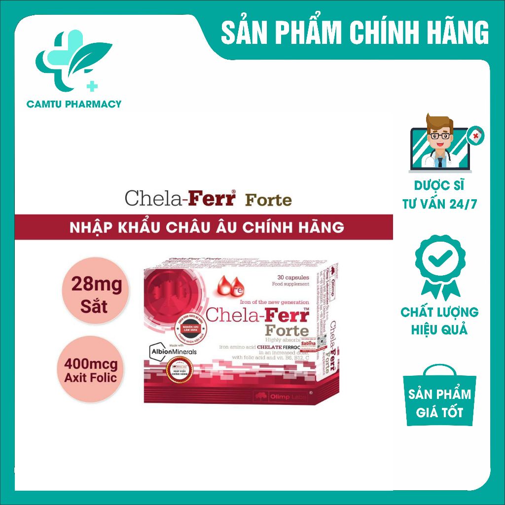 Chela-Ferr Forte (Olimp Labs) 28mg Sắt – Viên uống bổ sung sắt cho bà ...