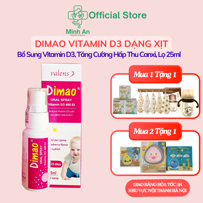 DIMAO Vitamin D3 dạng xịt, giúp hỗ trợ phòng ngừa thiếu Vitamin D, hỗ ...