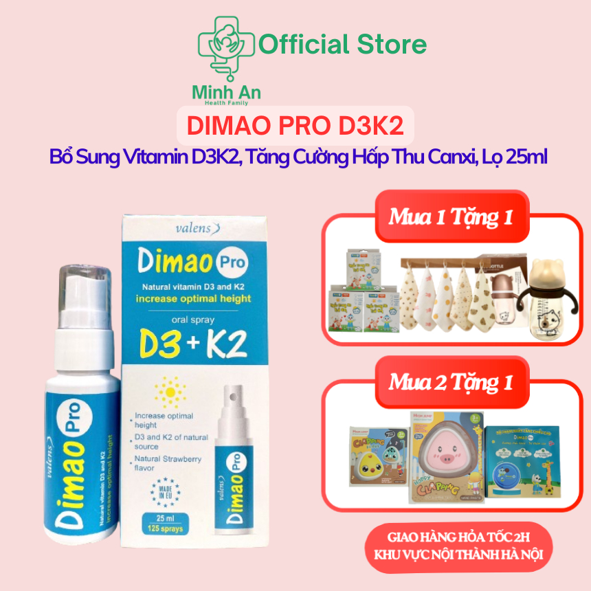 D3K2 Dạng Xịt Dimao Pro Oral Spray Bổ Sung Vitamin D và Vitamin K2 Tăng ...