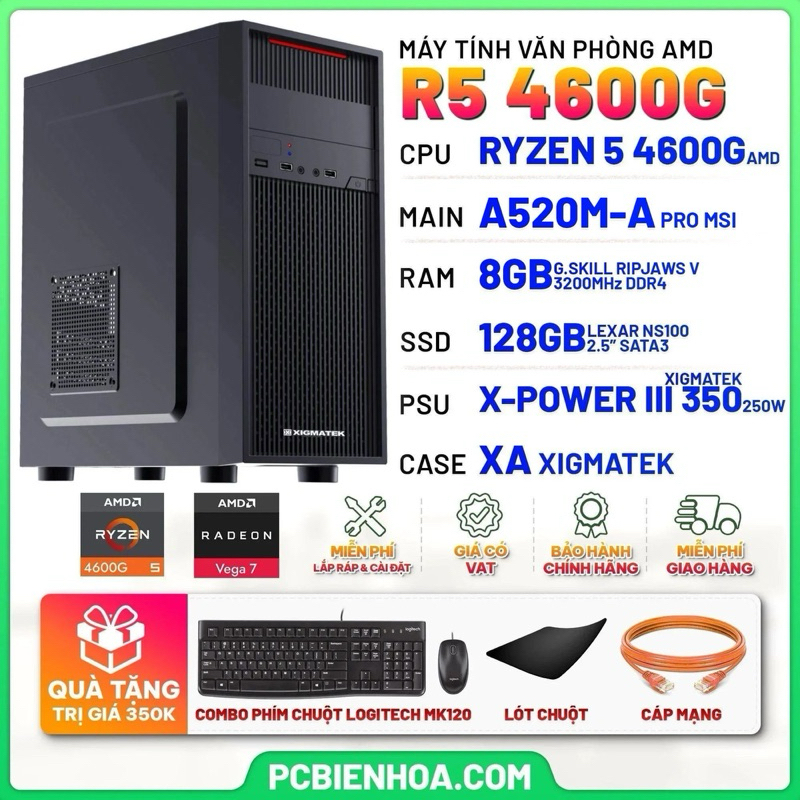 Bộ MÁY TÍNH AMD- R5 4600G ( RYZEN 5 4600G / A520M / 8GB / 120GB )- BH ...