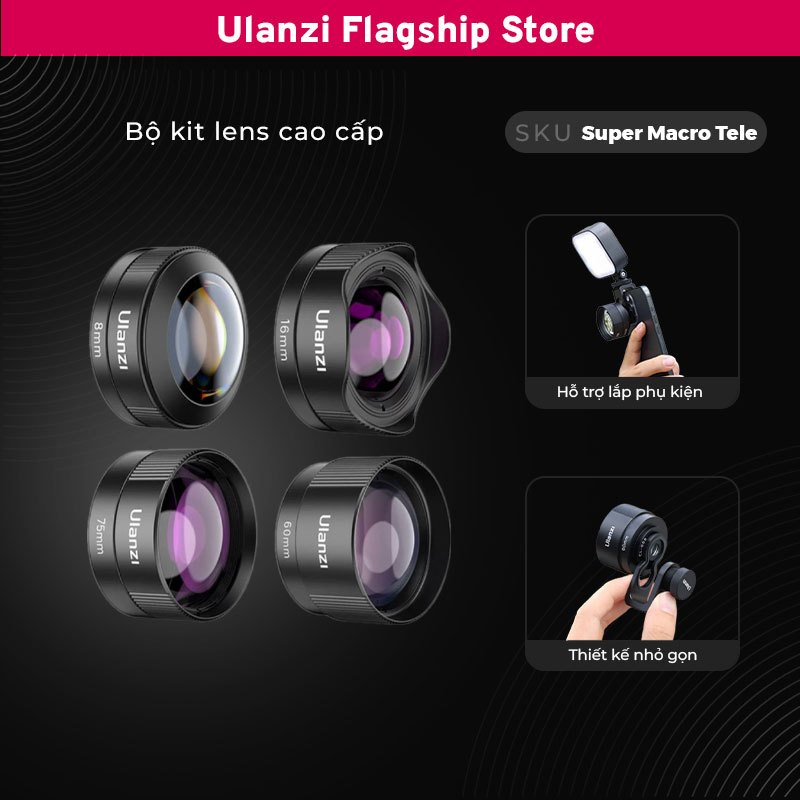 Ulanzi Lens Super Macro Tele Góc rộng Fisheye Bộ kit lens cao cấp dành ...