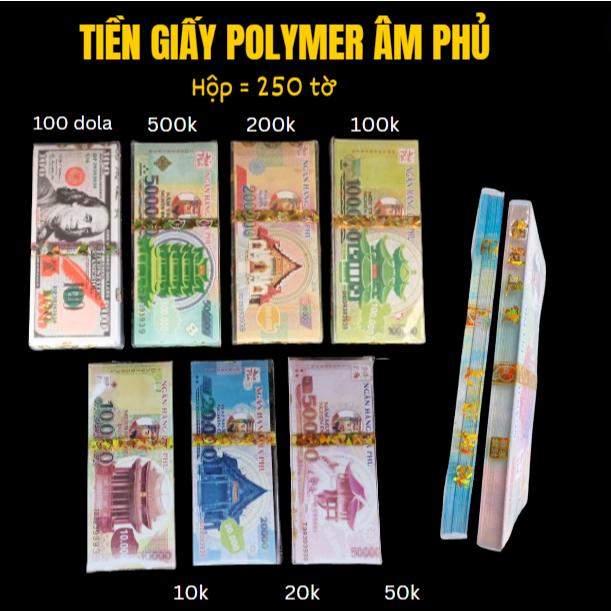 Tiền Giấy Polymer [Hộp 250 tờ,Đẹp] như thật,Tiền âm phủ cúng kiến[Đủ ...