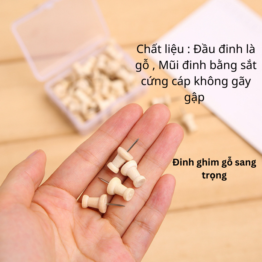 Hộp 100 đinh ghim bảng gỗ bần bảng ghim nỉ, ghim tài liệu sticker trang ...