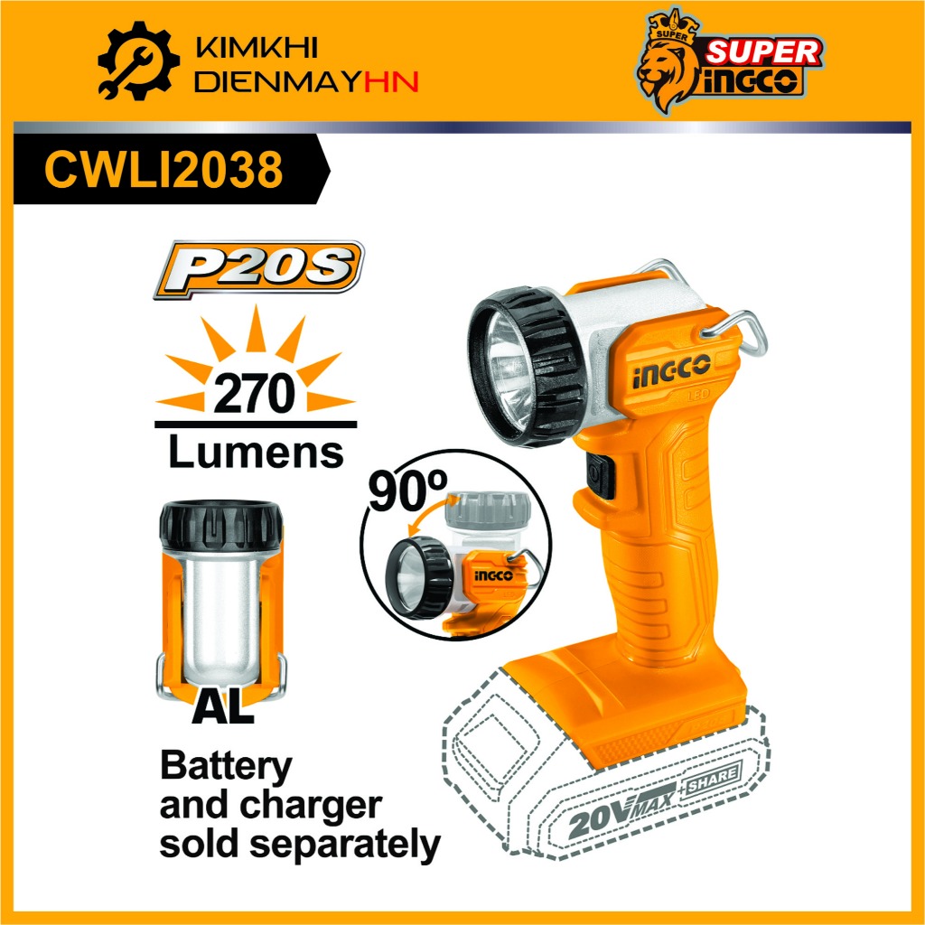 Đèn pin làm việc cầm tay dùng pin INGCO CWLI2038, HFL013AAA58 ...