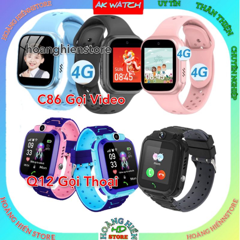 Đồng hồ thông minh trẻ em Q12, C86 lắp sim nghe gọi 2 chiều, Gọi video ( đối với C86 ), chống ...