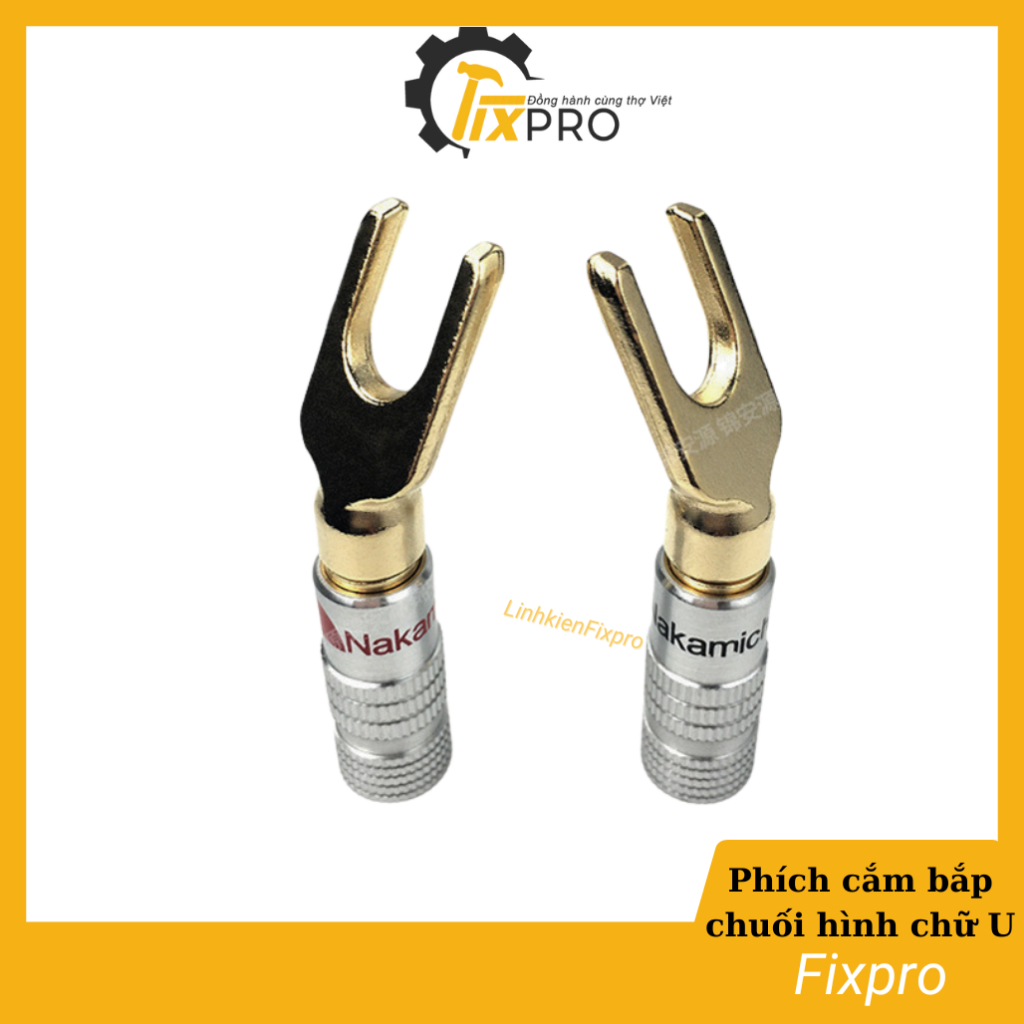 Cặp phích cắm chuối, cặp jack bắp chuối đồng mạ vàng hình chữ U 2 màu đỏ đen - Fixpro | Shopee ...