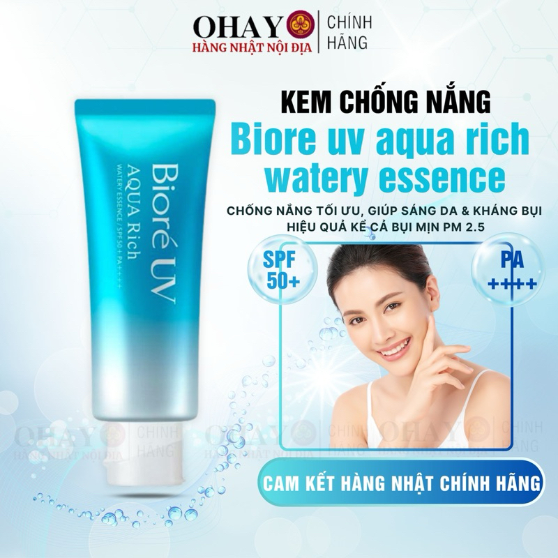 Kem chống nắng Biore UV Aqua Rich Watery Essence SPF 50+ PA++++ 70g - Ohayo Shop | Shopee Việt Nam