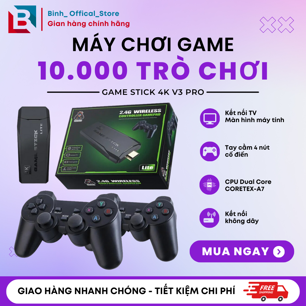 Game Stick 4K V3 Pro 2023 - Máy Chơi Game Cầm Tay Không Dây 64GB Chứa ...