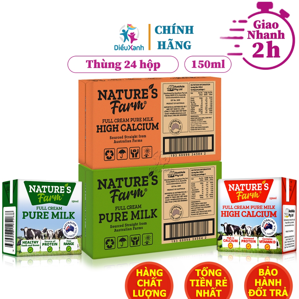 [Thùng 24 Hộp] Sữa NATURE'S FARM Nguyên Kem & Canxi Cao 150ml - Sữa ...