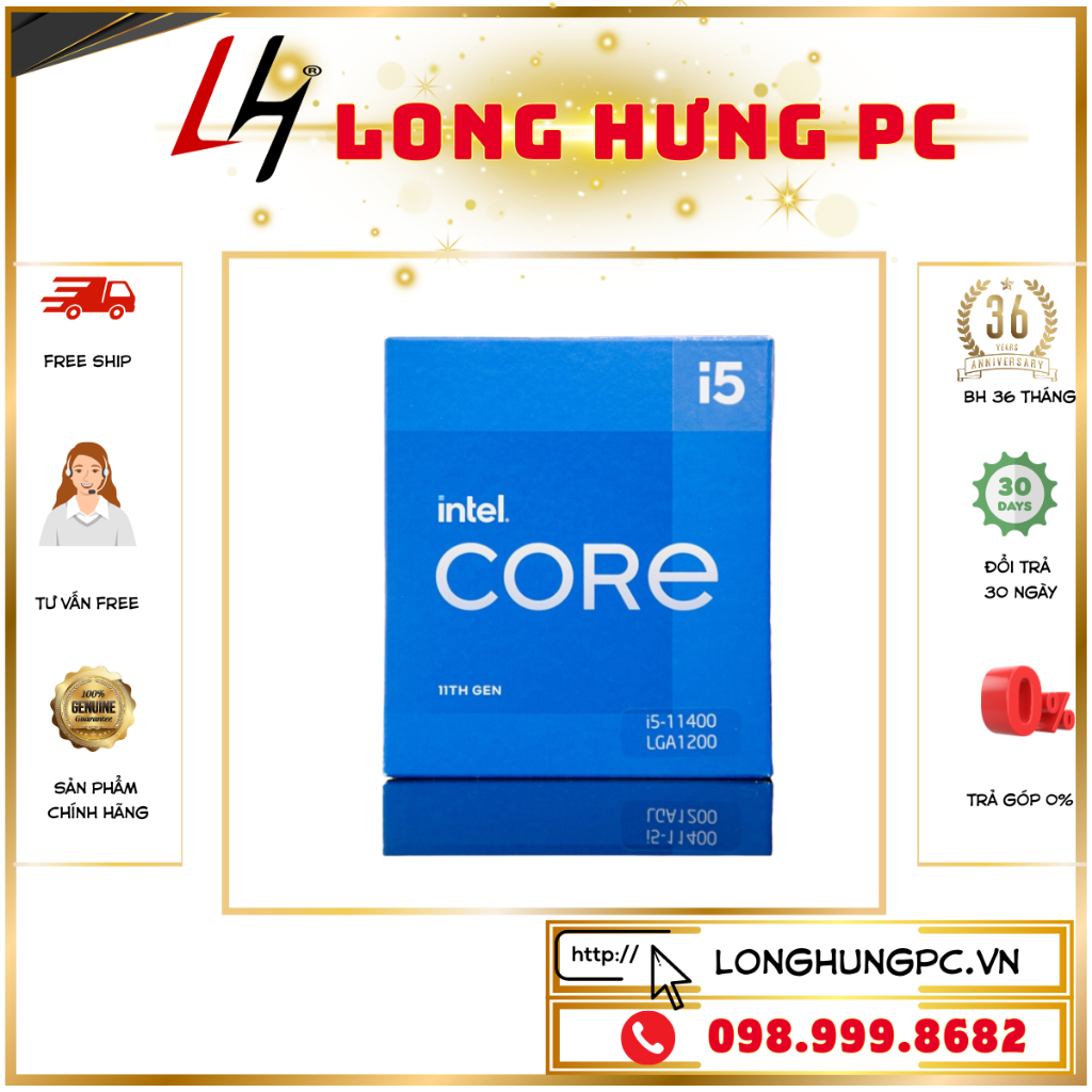 CPU intel Core i5 genth 11, i5 11400, i5 11400F Tray New Không Fan BH ...