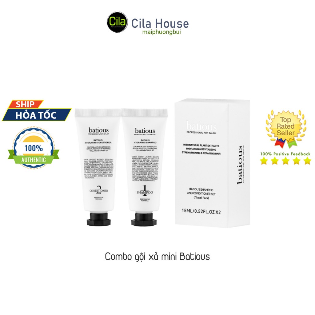 Cặp Dầu Gội Xả Batious Dành Cho Tóc Khô Xơ, Chẻ Ngọn Batious Màu Trắng ...