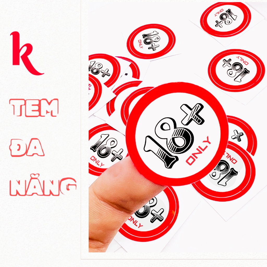 Decal tem dán 18+ Only Sticker đa năng độc đáo trang trí xe mũ bảo hiểm ...
