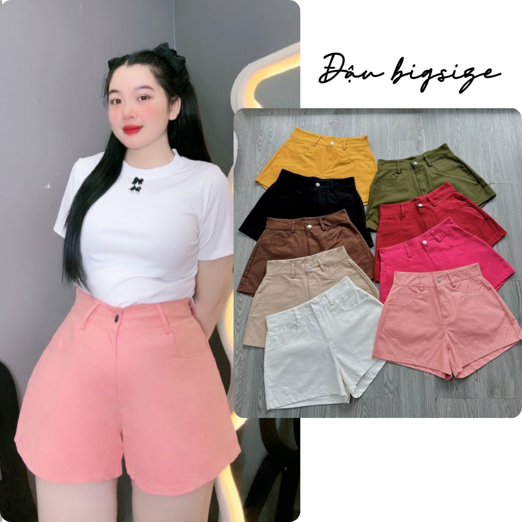 Quần short nữ bigsize dáng chữ A cạp cao tôn dáng chất kaki đứng form phong cách trẻ trung, năng ...