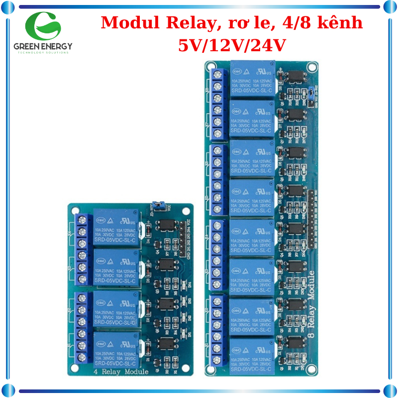 Modul Relay, rơ le, 4/8/16 kênh 5V/12V/24V có Opto cách ly | Shopee ...