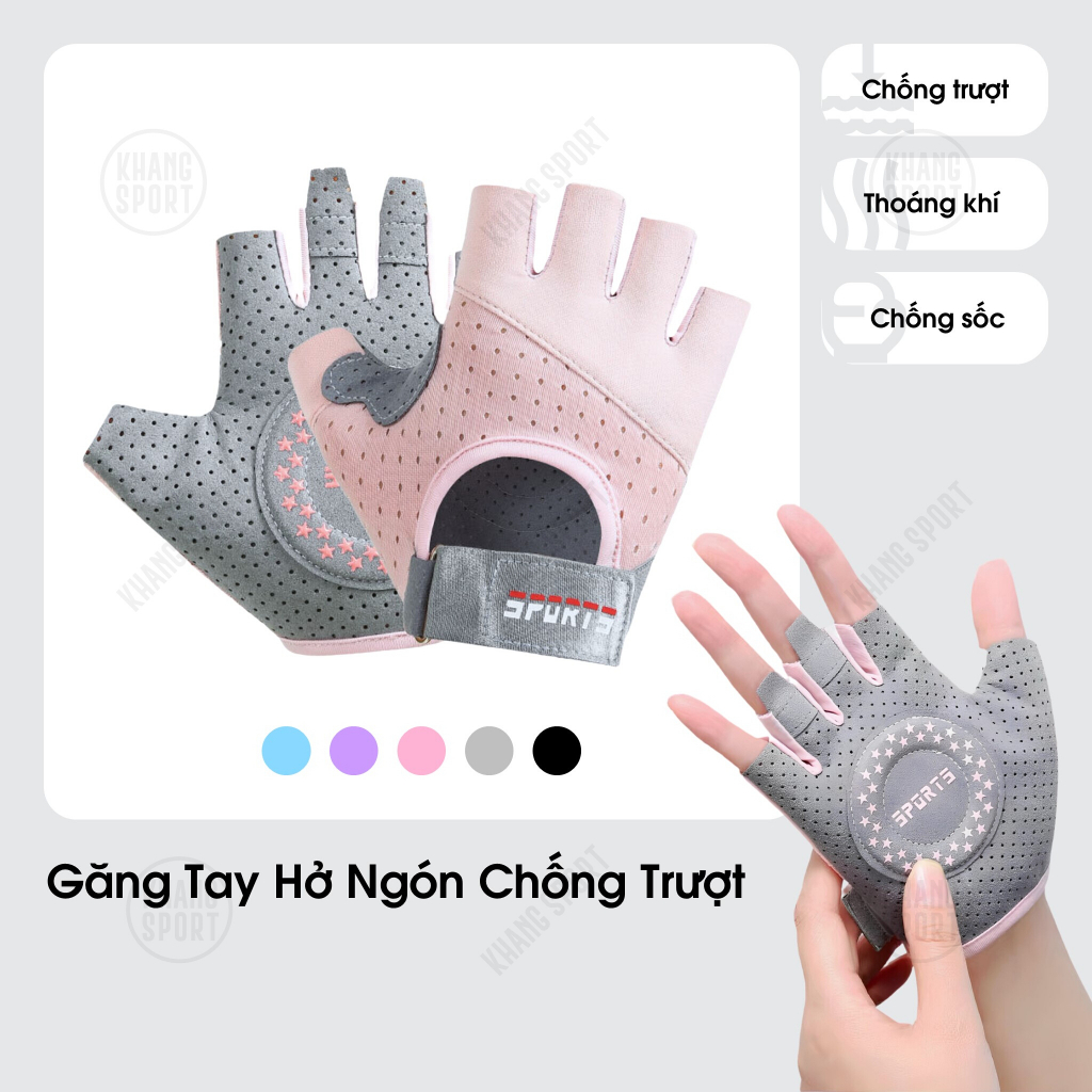 Găng Tay Tập Gym Nữ Hở Ngón Chống Trượt Cao Cấp Tập Yoga, Gym, Goft ...