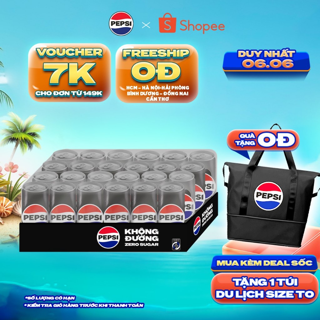 Thùng 24 Lon Nước Uống Có Gaz Pepsi Không Calo (320ml/lon) | Shopee Việt Nam