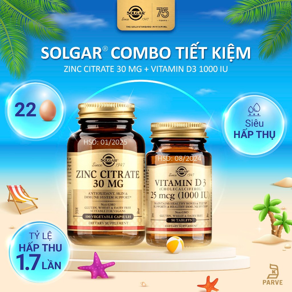 Combo Tiết kiệm Viên Uống Solgar Zinc Kẽm Citrate 30Mg - Solgar ...