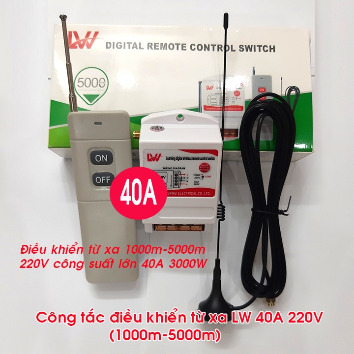 (CÓ HỌC LỆNH) Công tắc điều khiển từ xa RF LW 1000m 3000m 5000m 40A 220V điều khiển từ xa hàng ...