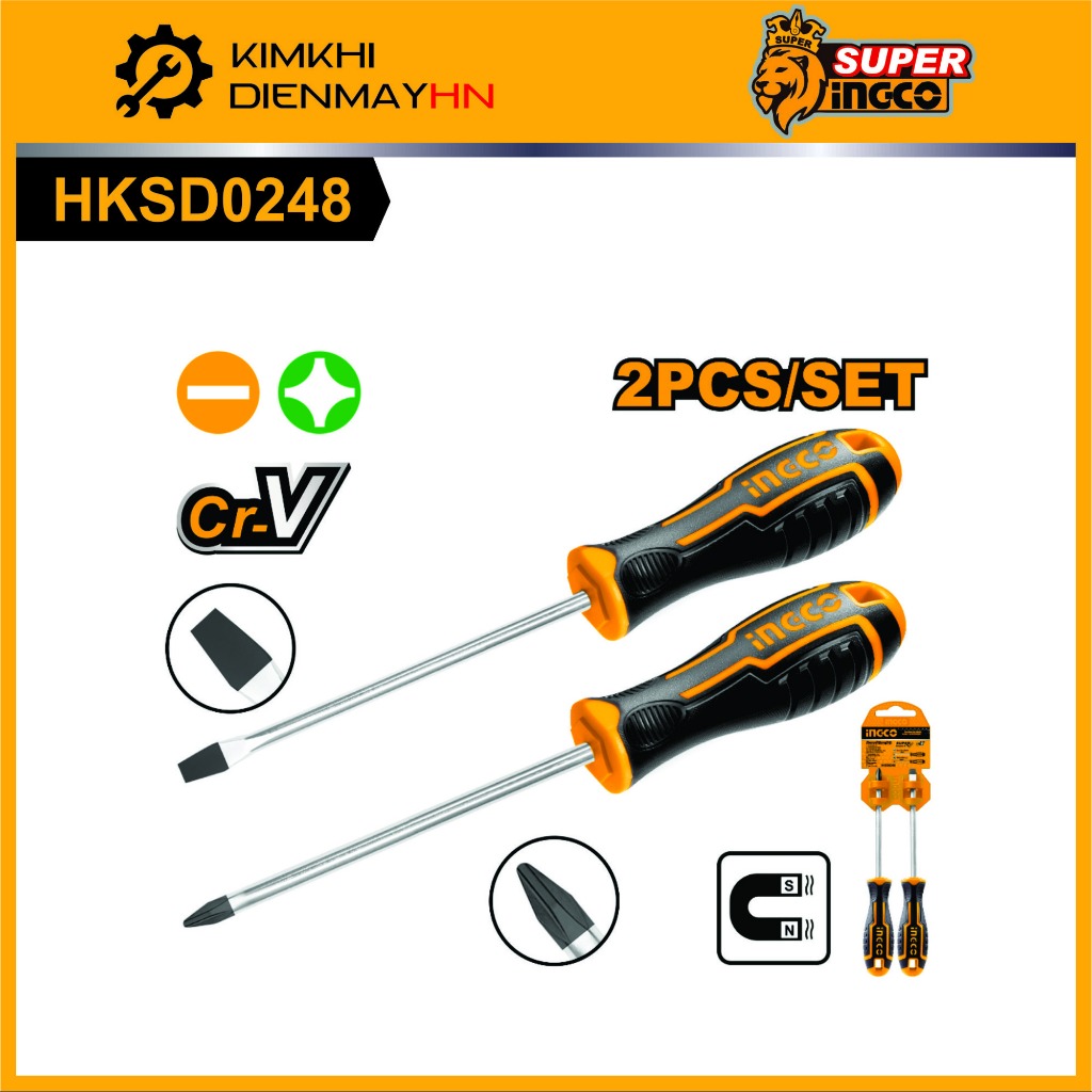 Bộ 2 tô vít INGCO HKSD0248. Tô vít 2 đầu INGCO AKISD0201 - 160mm, Tô ...