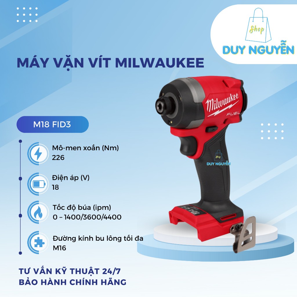 Máy bắn vít pin Milwaukee M18 FID3-0X (BODY ) thùng đen | Shopee Việt Nam