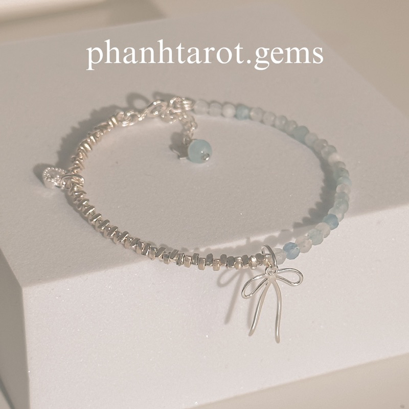 Kiềng tay phanhtarot.gems bạc s925 nơ ruybon mix đá tự nhiên | Shopee ...
