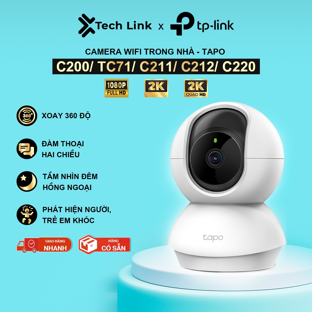 [Hỏa tốc] Camera WiFi TP-Link Tapo C200 / TC71 / C211 / C212 / C220 Xoay 360, Quản Lí App Đàm ...