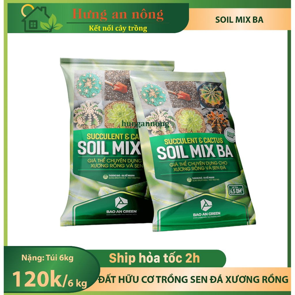 Soil Mix BA 6kg - đất trộn hữu cơ chuyên trồng sen đá xương rồng. Soil ...