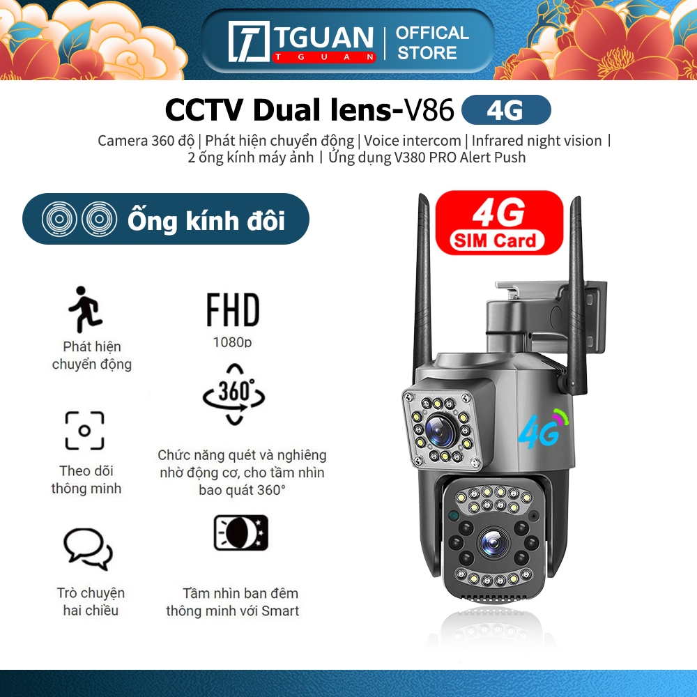 V380 PRO Dual Lens camera V86 quan sát camera giám sát không dây ngoài ...