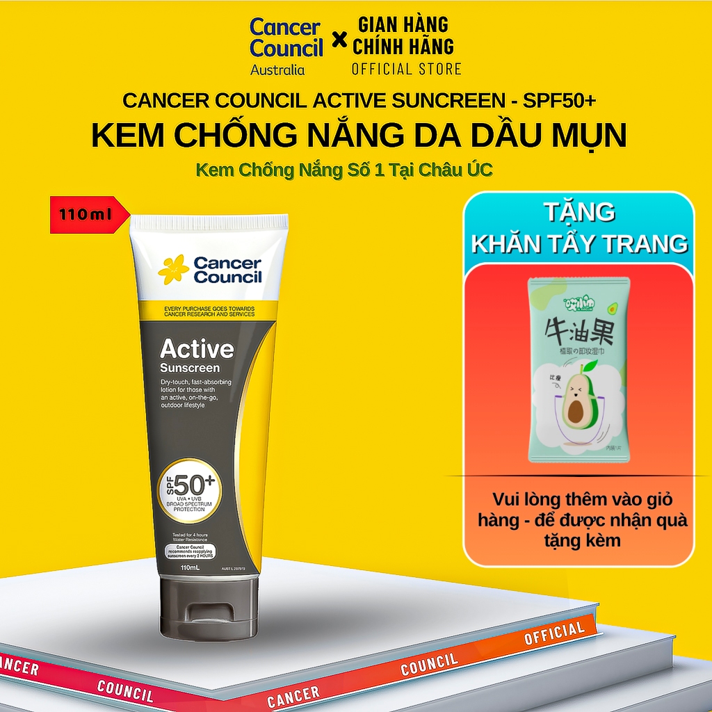 Kem Chống Nắng Cancer Council Active Sunscreen 110ml SPF50+, Cho Da Dầu ...