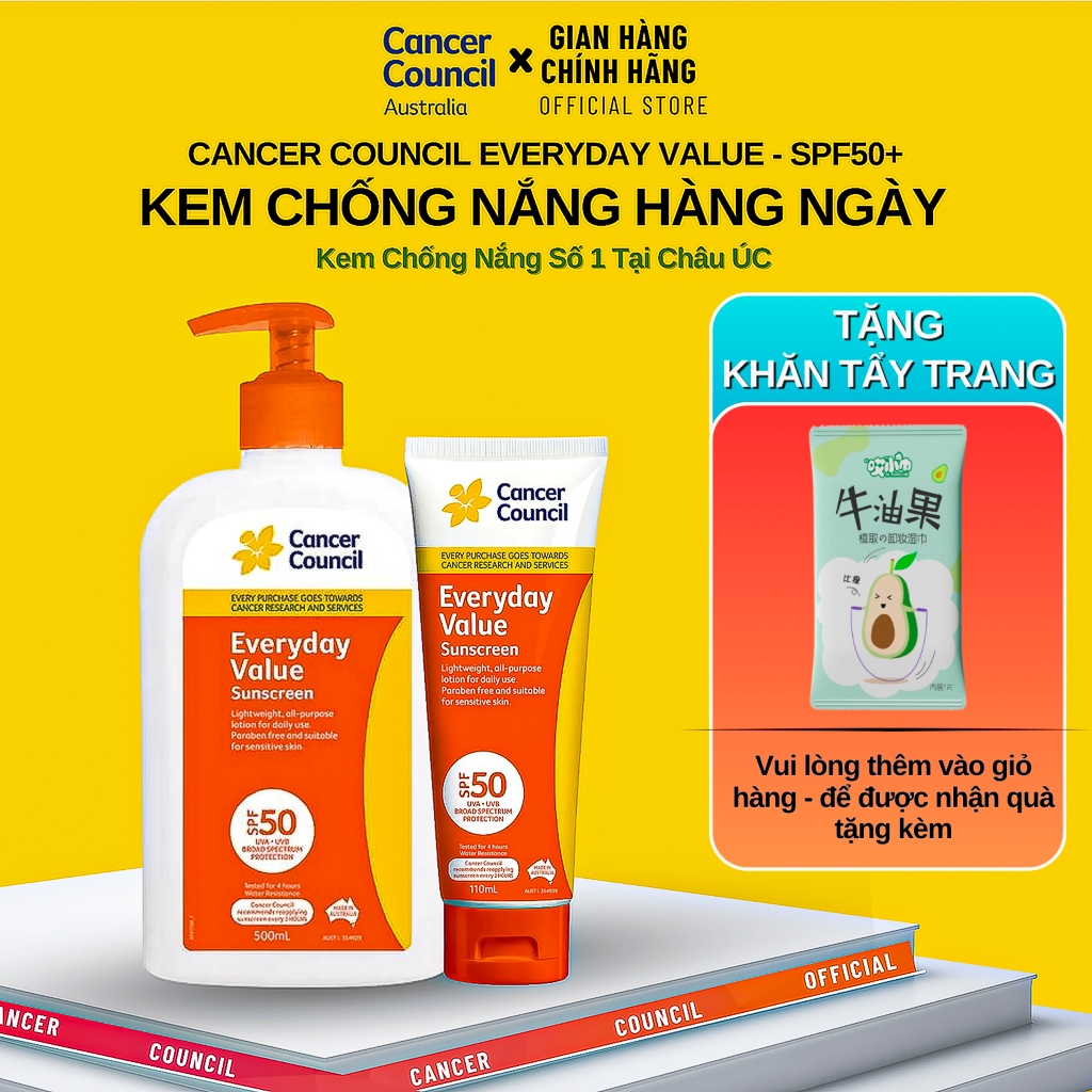 Kem Chống Nắng Cancer Council Everyday Value Sunscreen SPF 50+/ PA ++++ | Shopee Việt Nam