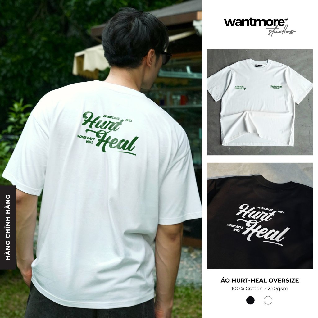 Áo Thun Nam Nữ Form Rộng Unisex 100% Cotton WANTMORE.STUDIOS - HURT HEAL | Shopee Việt Nam