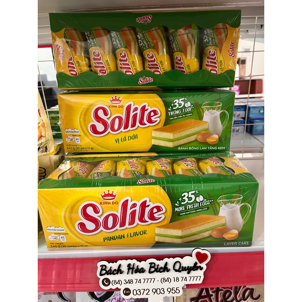Bánh bông lan cuộn kem Solite hộp 20 cái 360g | Shopee Việt Nam
