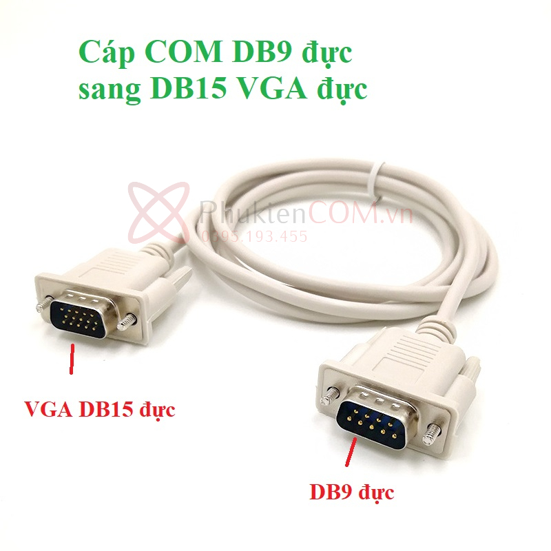 Dây cáp COM DB9 sang DB15 VGA đực (DB9 male sang DB15 VGA male) cho máy ...