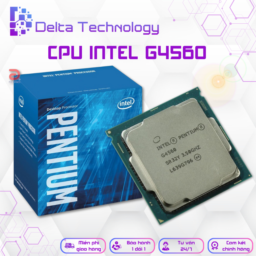 CPU Intel G4560 - Tốc độ 3.5Ghz, 2 nhân 4 luồng, 3MB Cache, 54W - Socket LGA 1151, Tặng keo tản ...