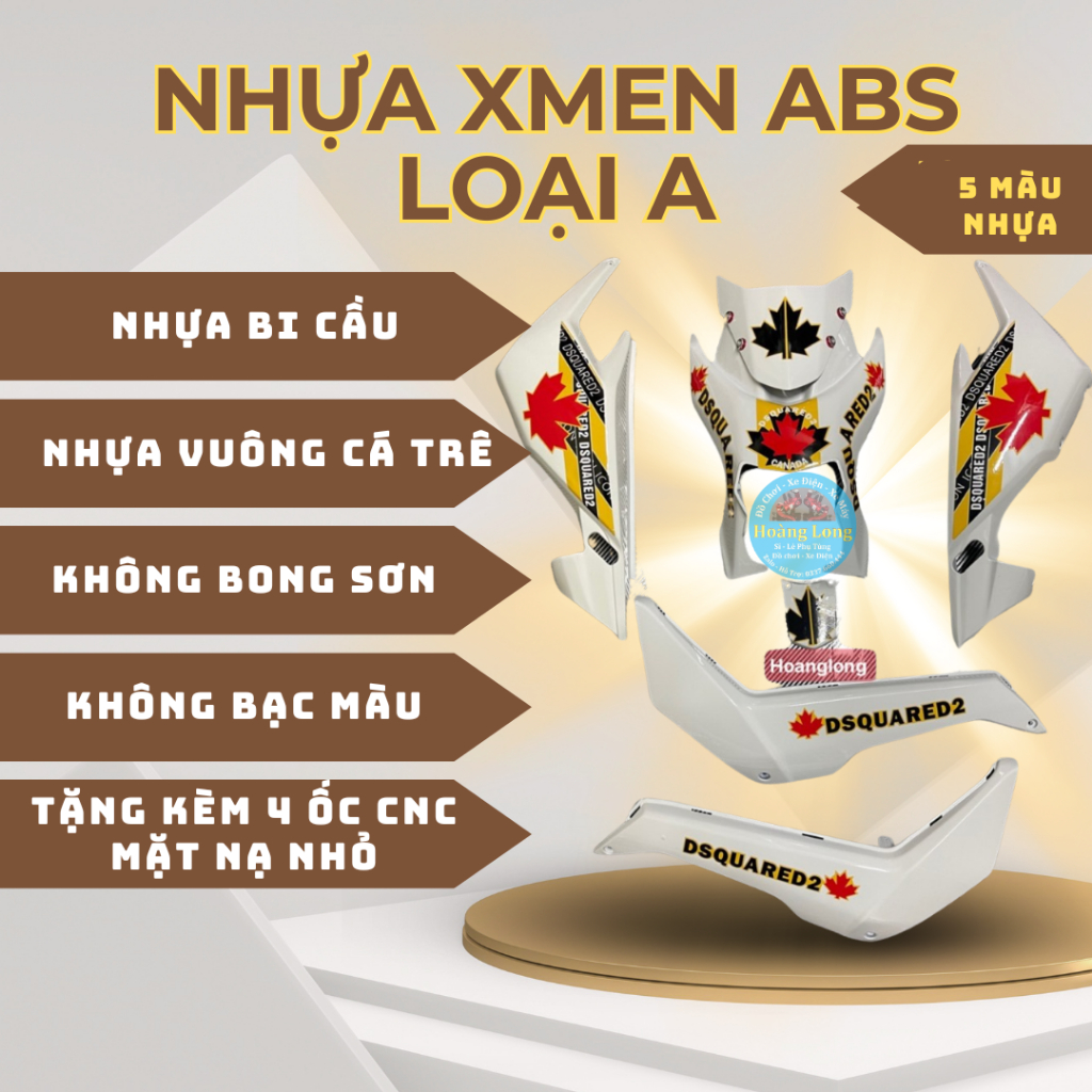 nhựa xmen abs tem DSQ vàng co 4 màu nhựa bi cầu ko bong sơn ko bạc màu ...