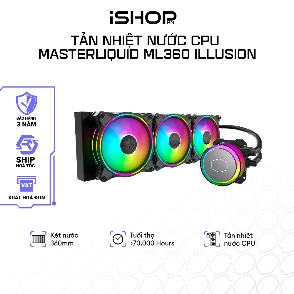 Tản nhiệt nước CPU Cooler Master MASTERLIQUID ML360 ILLUSION, 3 quạt ...
