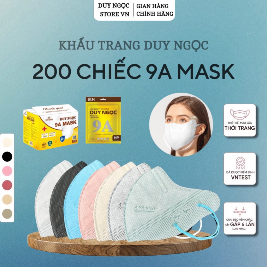 [200 Chiếc] Khẩu Trang 9A Duy Ngọc - Che Nắng Toàn Phần (48-85kg),Che Phủ Lọc Bụi Tốt,Chống Tia ...