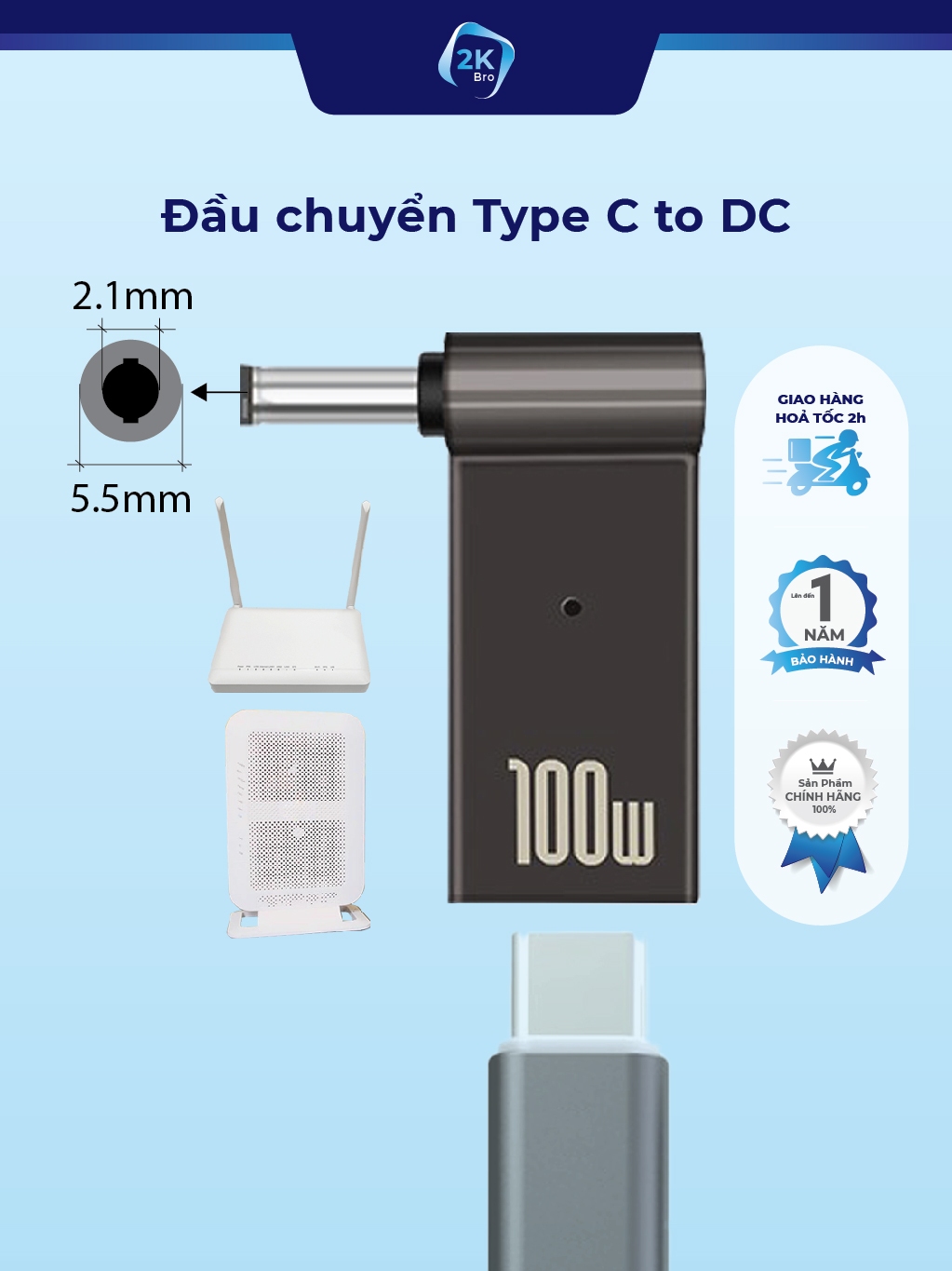 Đầu chuyển Type C to DC thay thế Adapter Modem Wifi | Shopee Việt Nam