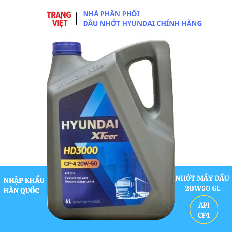Dầu Nhớt ô tô Máy Dầu HYUNDAI XTEER HD3000 20W50 - CF4 - 6L | Shopee ...