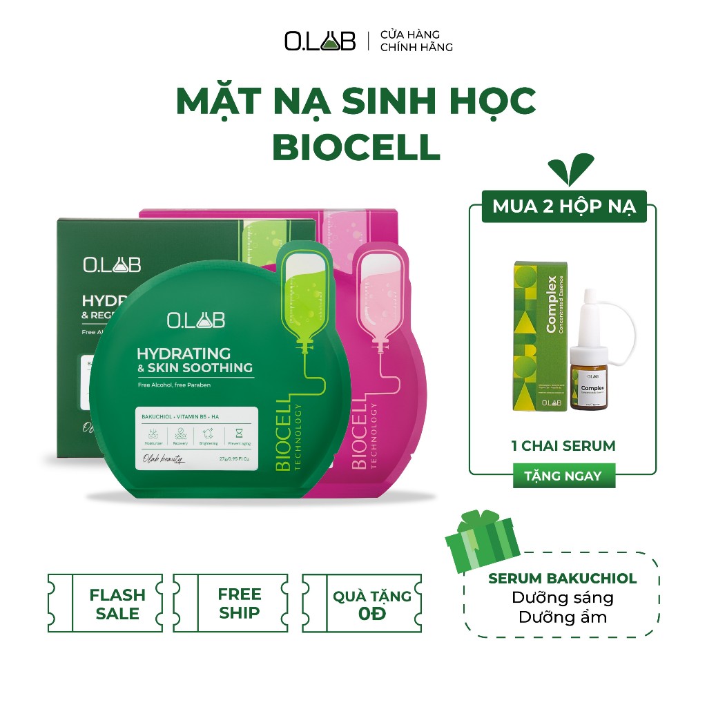 Mask đắp mặt sinh học Biocell OLAB - Dưỡng ẩm da, Dưỡng trắng, làm mờ ...