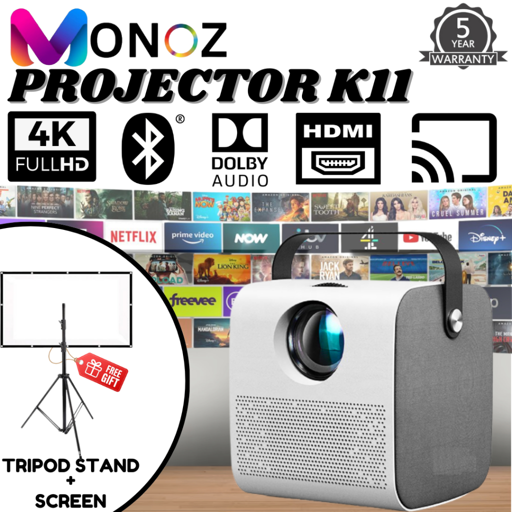 Máy chiếu Android Q3 PRO Mini 8500 Monoz HD 1080P 4K WiFi LED Projector ...